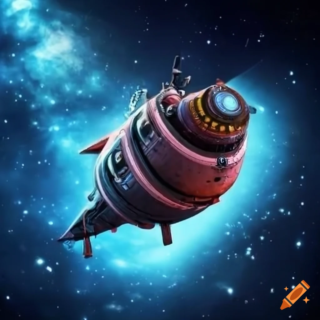 Spaceship shaped like a dog's heart in outer space on Craiyon