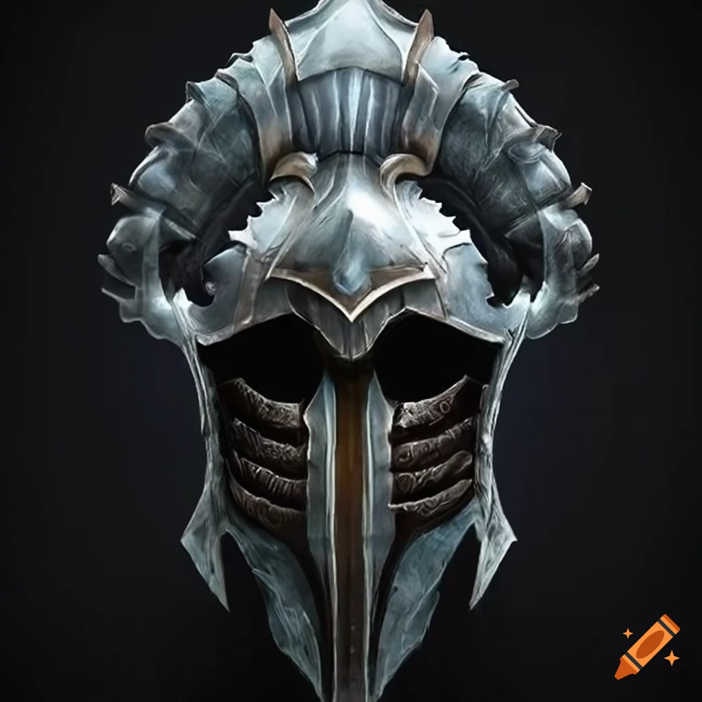 Elite champion fantasy cursed helmet, front view on Craiyon