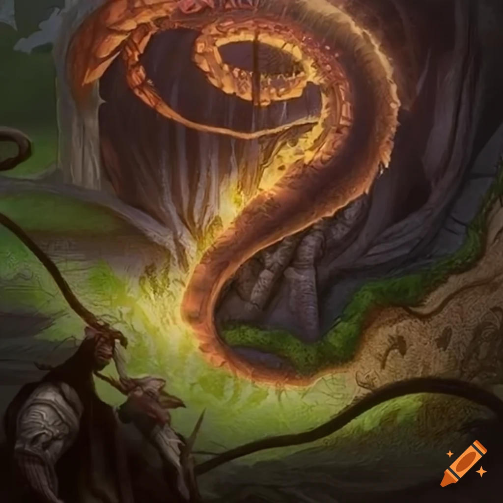 Fantasy illustration of earth tendrils causing destruction on Craiyon