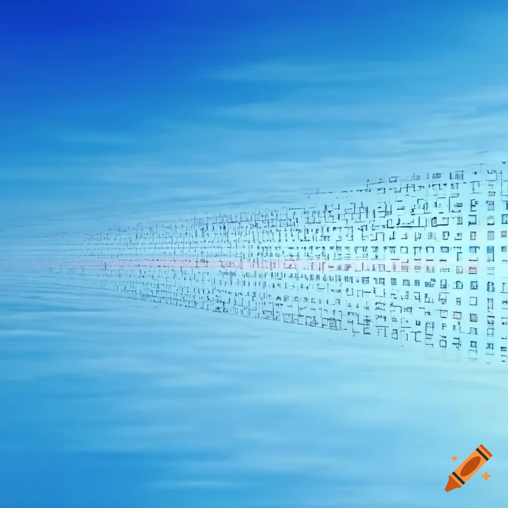 Clear sky with matrix pattern coding and clouds on Craiyon