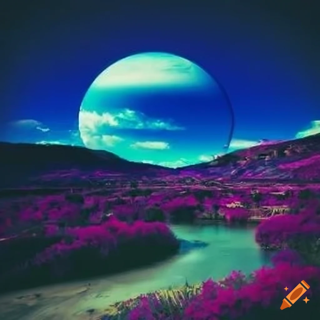 Surreal dreamscape with lively colors and trippy elements on Craiyon