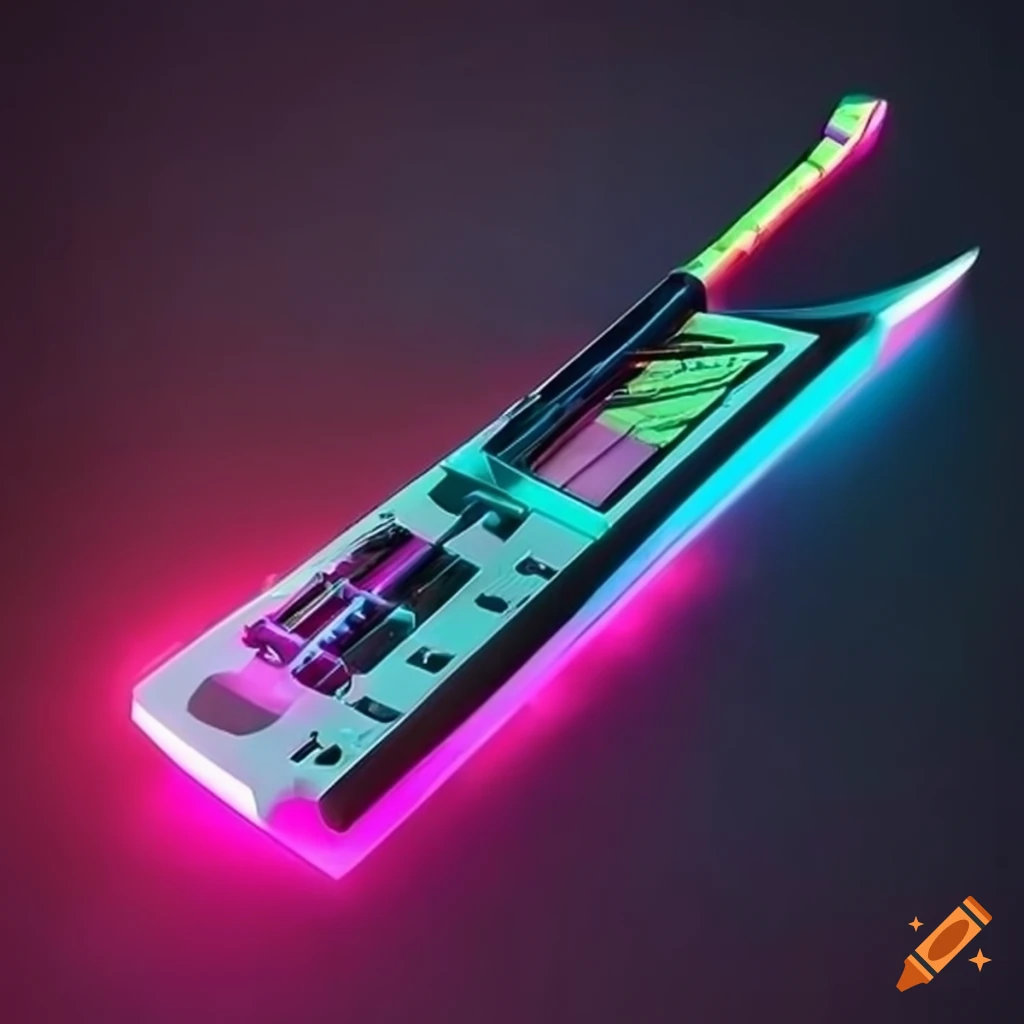 Futuristic electronic keytar resembling a large greatsword with a ...