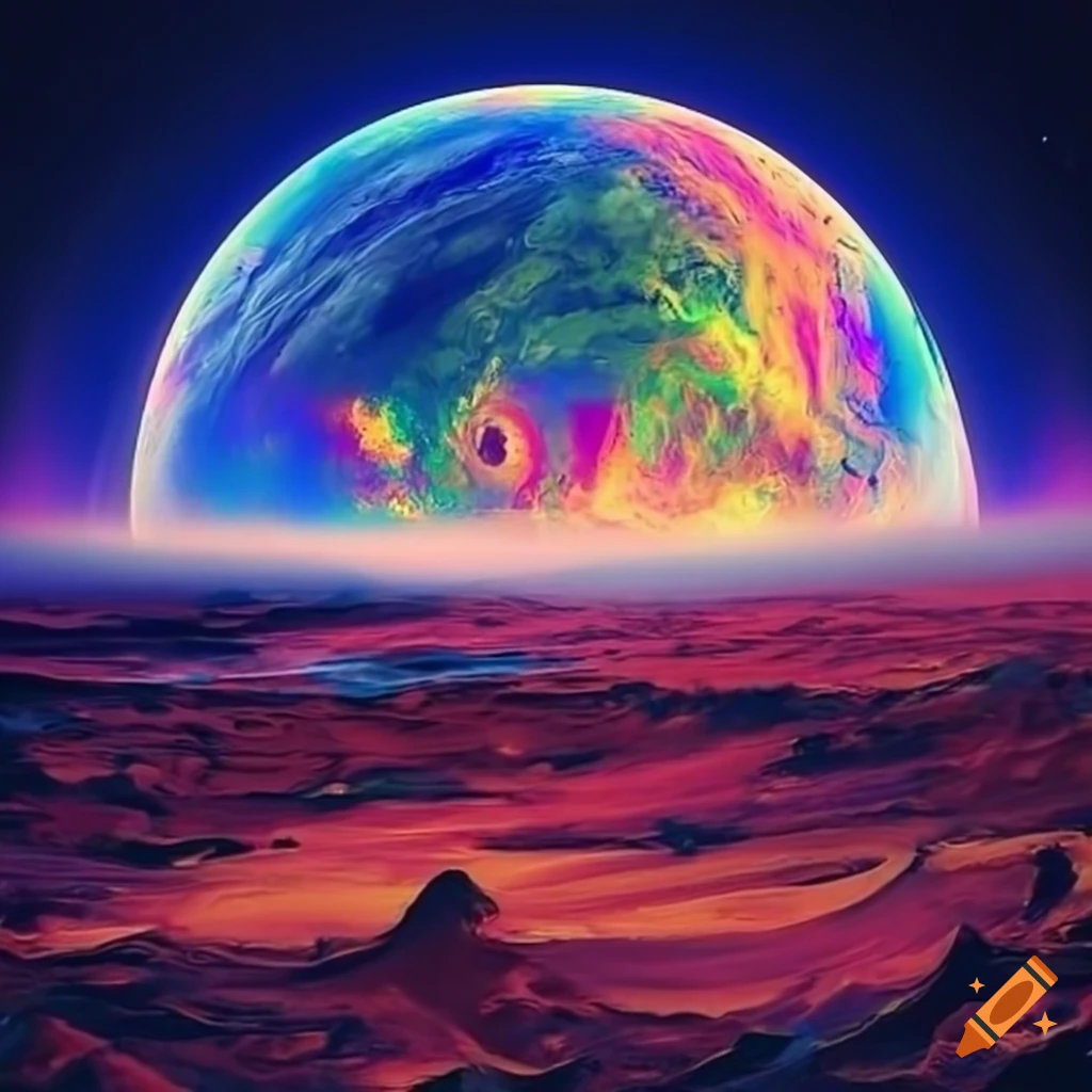 Mars landscape with vibrant colors on Craiyon