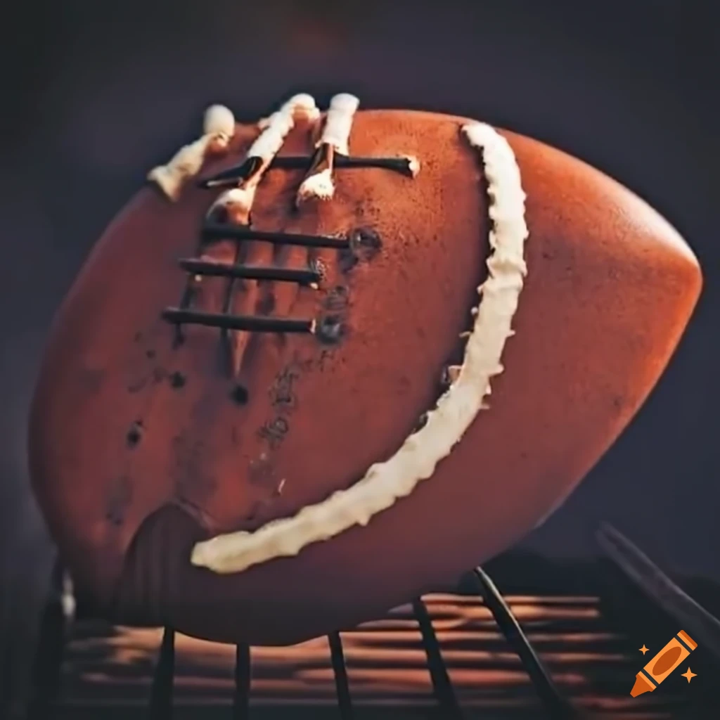 American football grilling on a barbecue on Craiyon