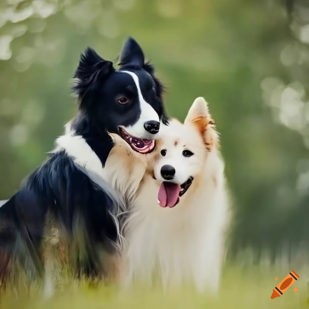 Border collie and samoyed at a wedding on Craiyon