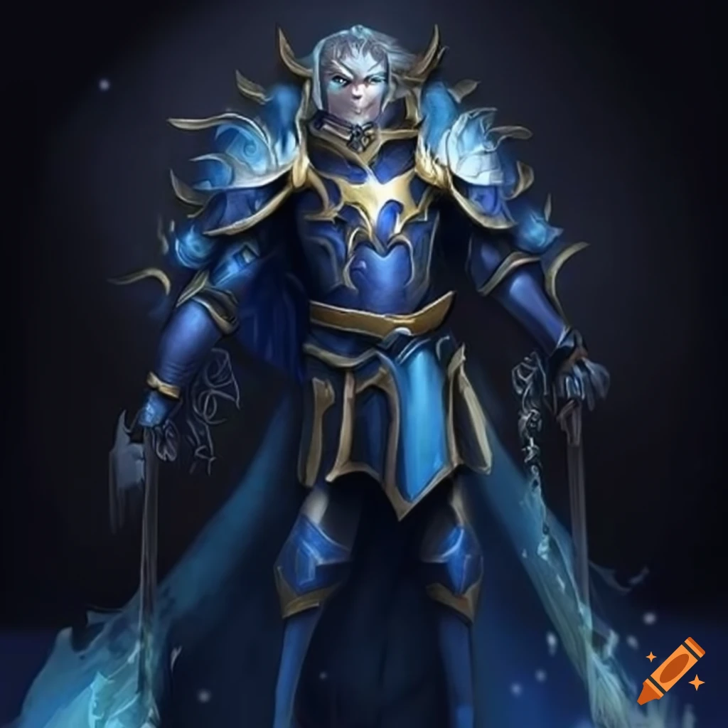 Stunning male blue elf paladin in celestial attire on Craiyon