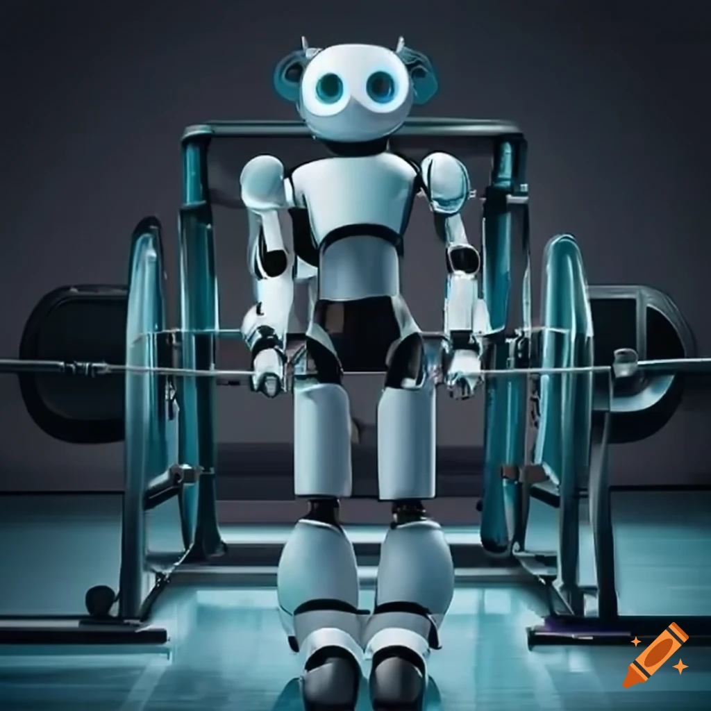 Robot exercising in the gym on Craiyon