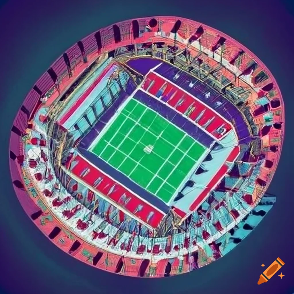 Overhead engineering drawing of a football stadium seating layout with ...