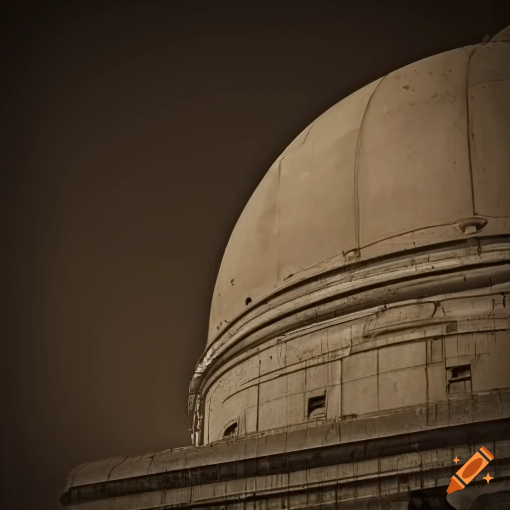 Smooth sci-fi concrete military AA dome in sepia on Craiyon
