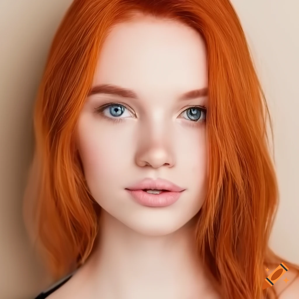Portrait of a beautiful 25-year-old with light red hair and pale skin on Craiyon