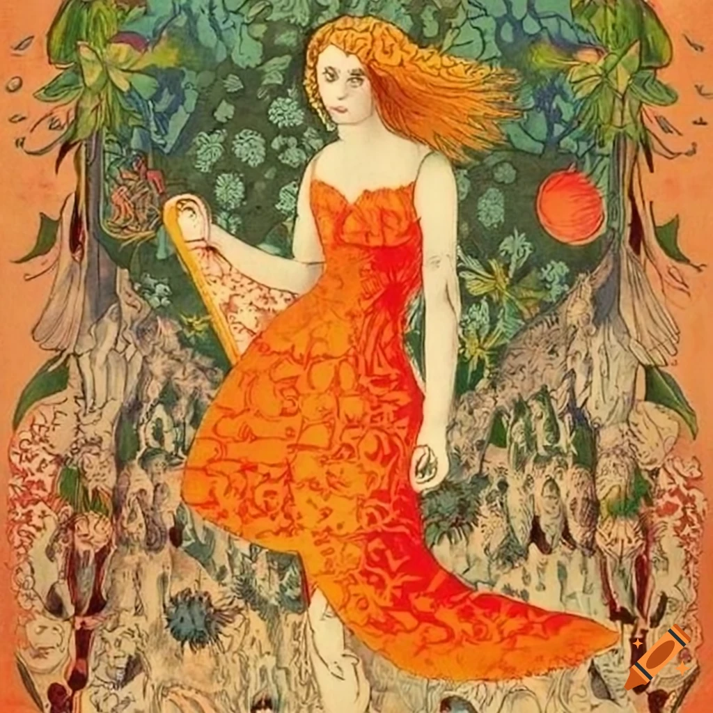 Illustration of a curandera in a mystical forest at twilight with an ...