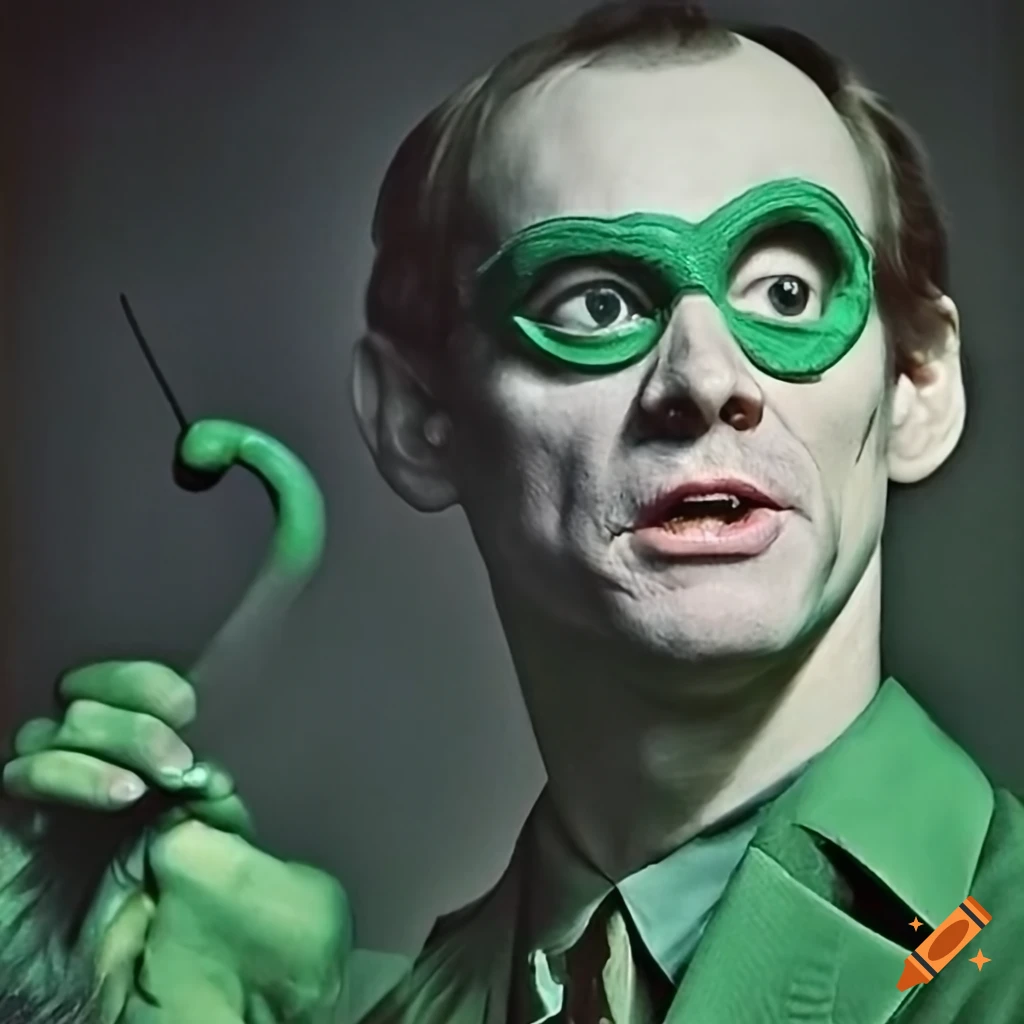 Frank gorshin and jim carrey blended into riddler cosplay on Craiyon