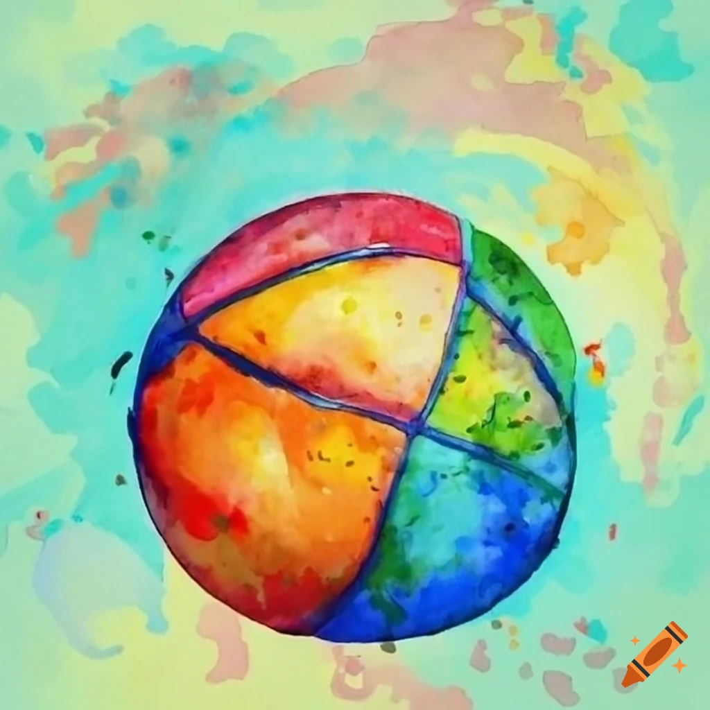 Children's watercolor illustrations of a ball on Craiyon