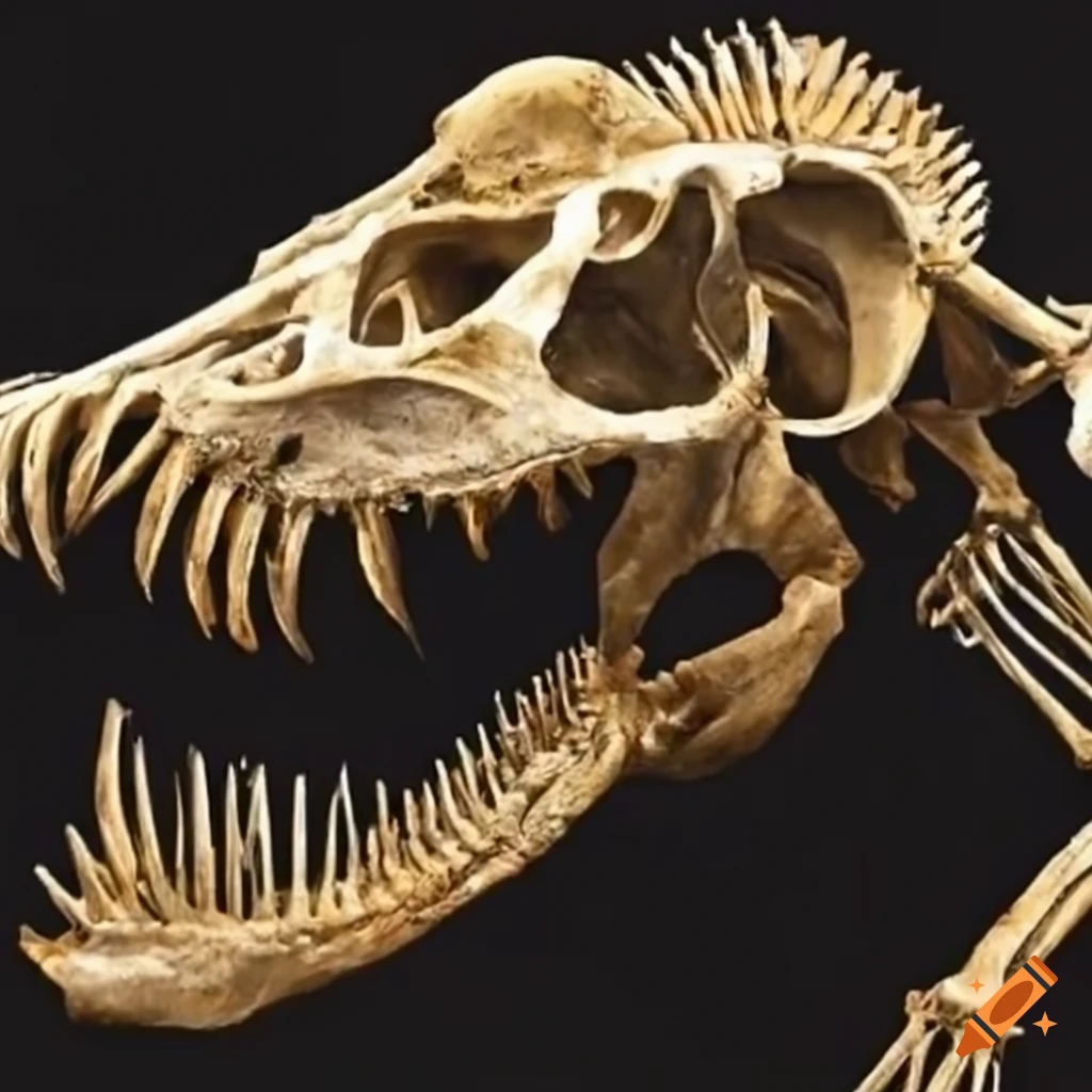 Rearticulated fossil skeletons of the unknown creature GORK on Craiyon