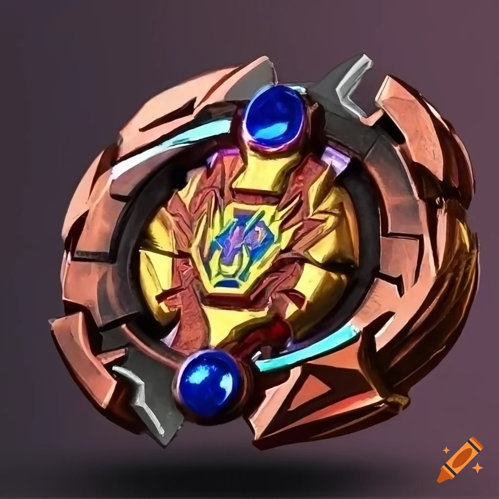 Egyptian-inspired black and copper beyblade with lapis lazuli on Craiyon