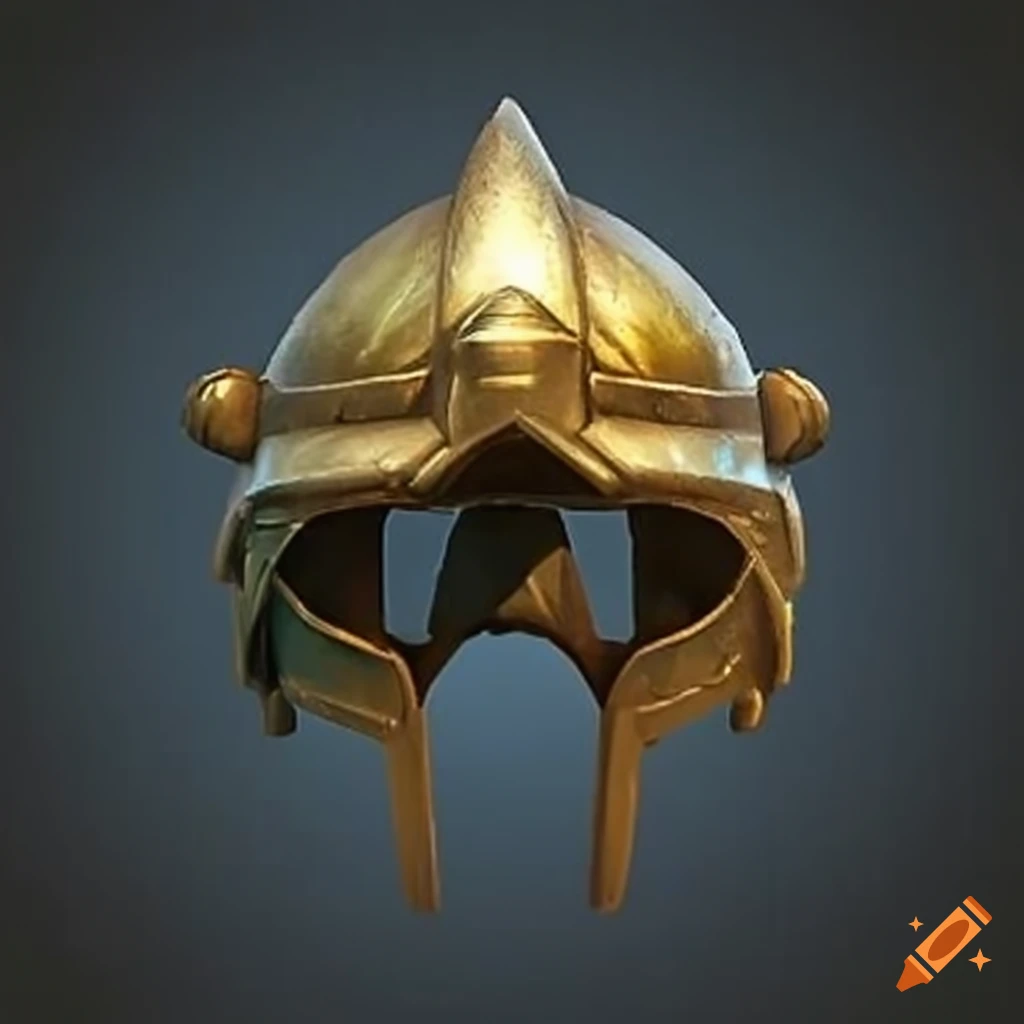 Front view of a dwarf helmet on Craiyon