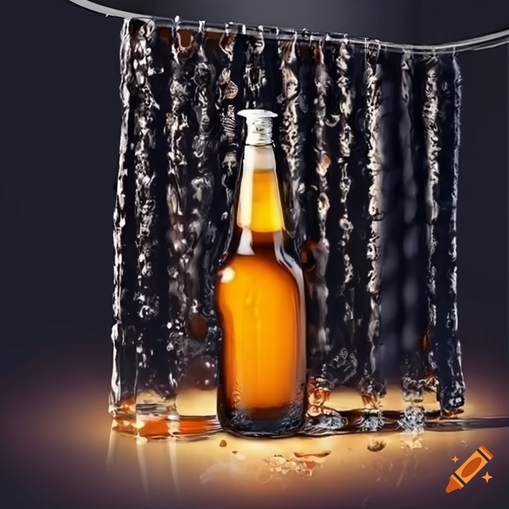 Stylish beer bottle taking a hot shower on Craiyon