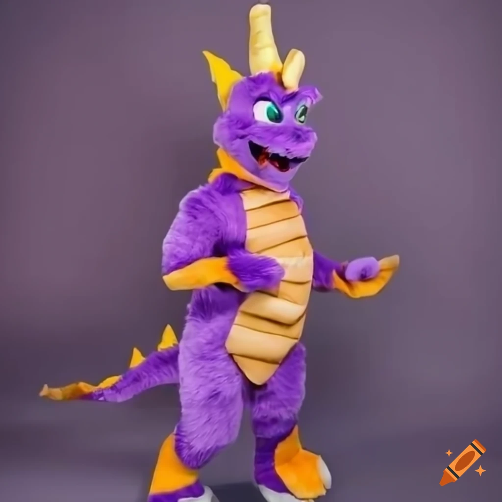 Close up view of female teacher in full body Spyro the purple dragon ...