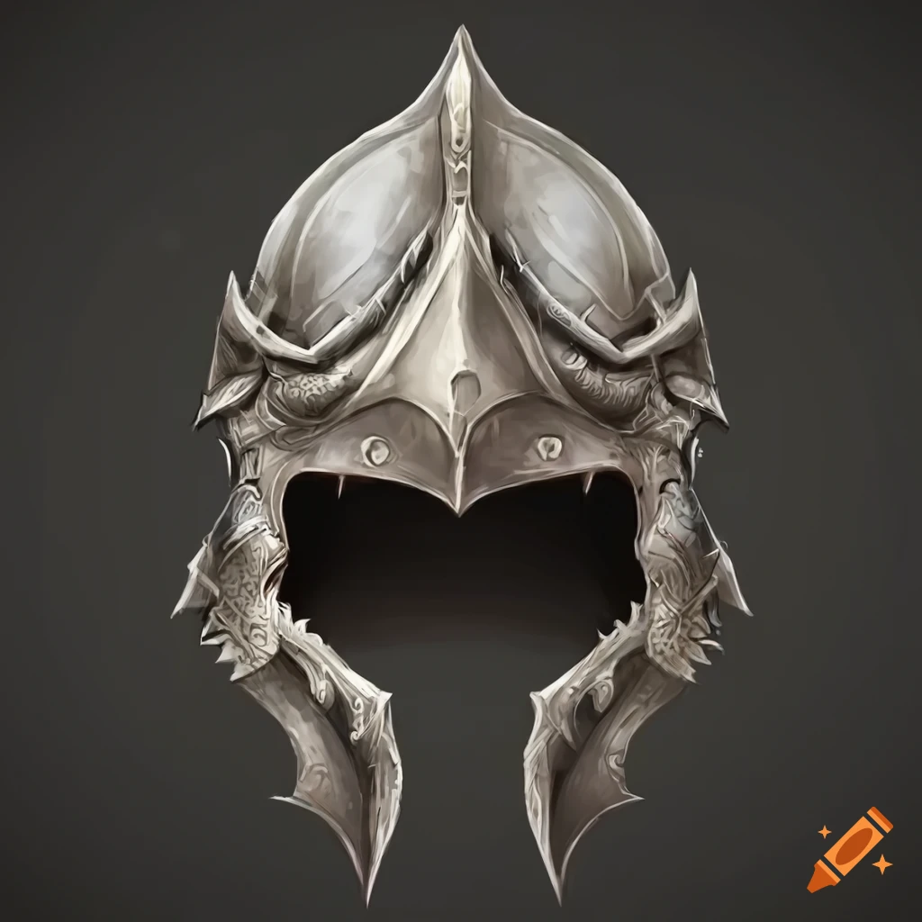Fantasy dragon knight helmet concept art front view on Craiyon