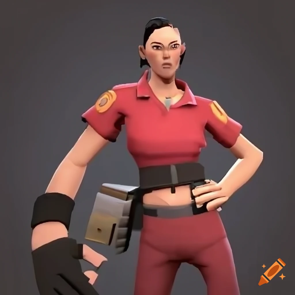 New female TF2 character with blueprints under her arm in full body ...
