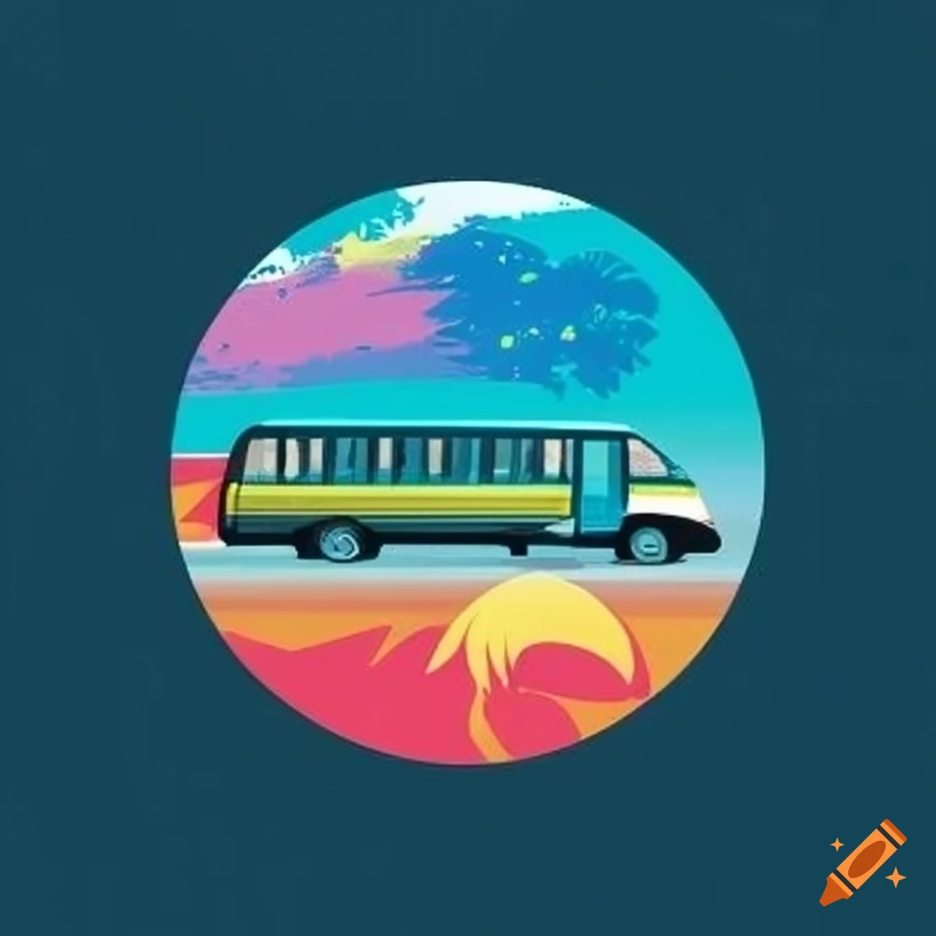 Vintage tropical bus travel agency logo from the 1990s on Craiyon