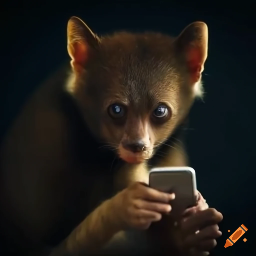 Animal using a phone on Craiyon