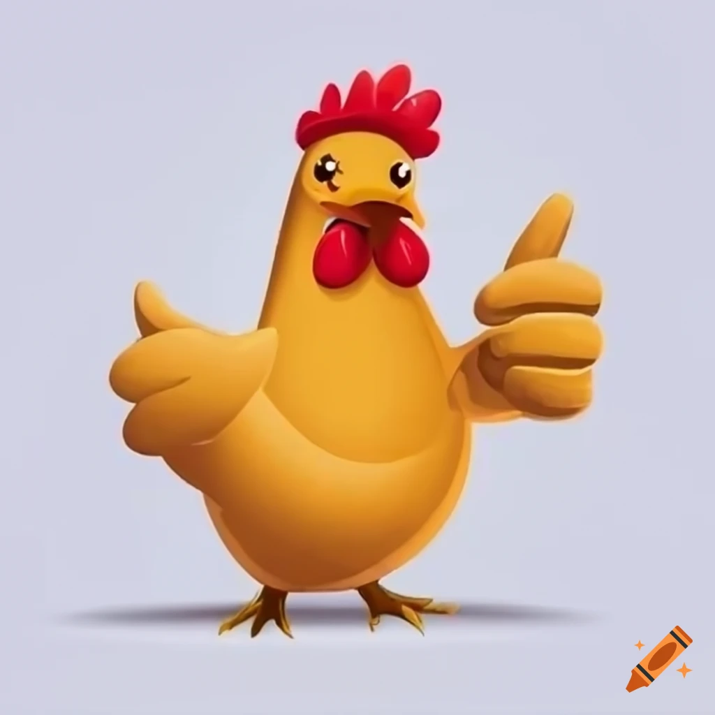 Kawaii style chicken hen giving a thumbs up on Craiyon