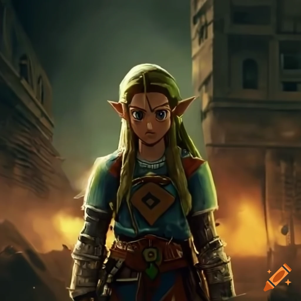 Zelda in a post apocalyptic world on Craiyon