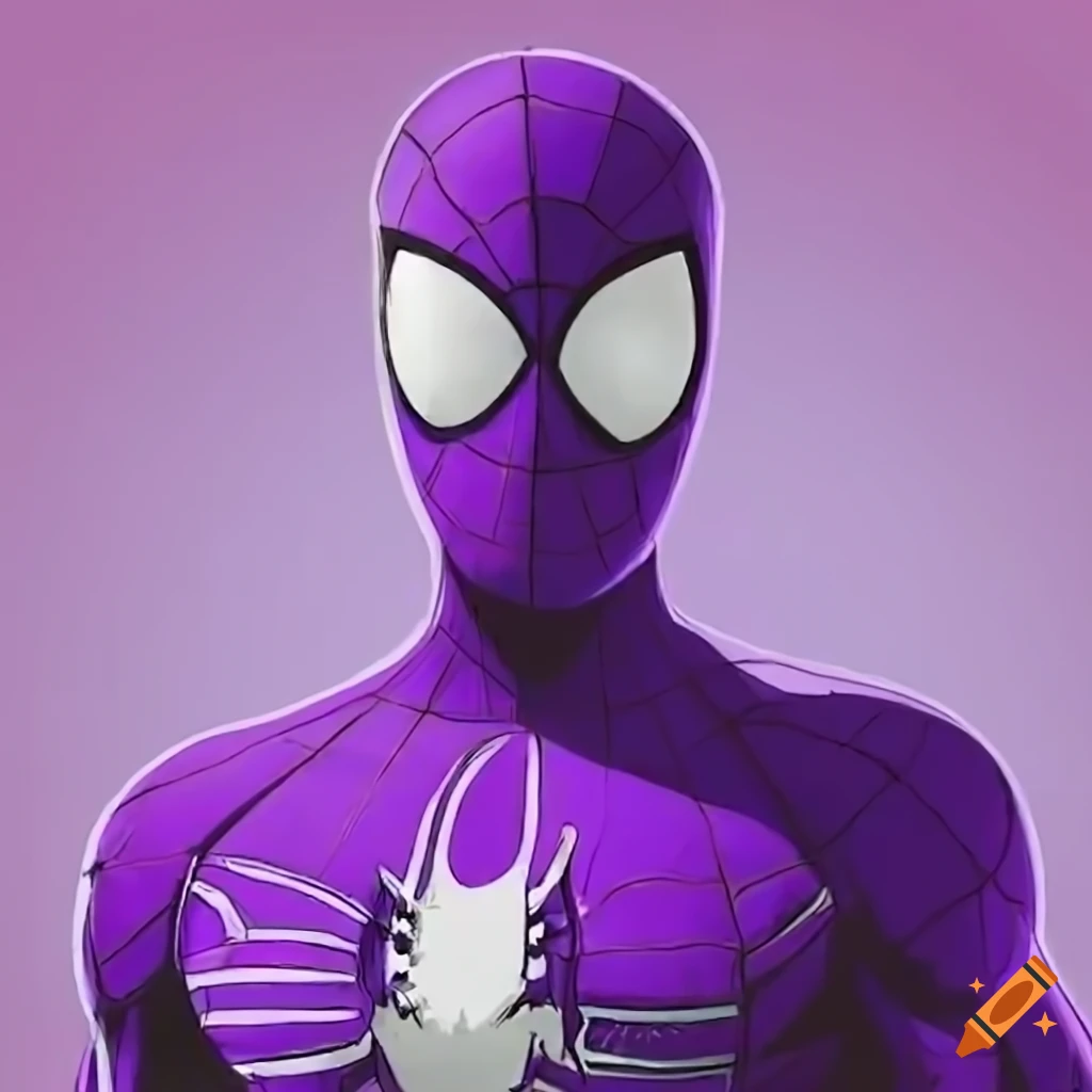 Purple and white Spider-Man spidersona in the style of Spider-Man into ...