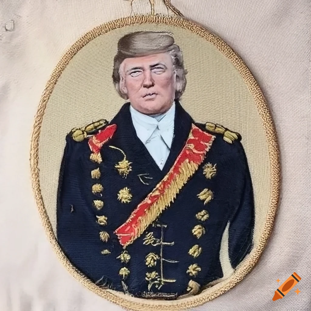 Vintage embroidery portrait of a general from 1885 on Craiyon