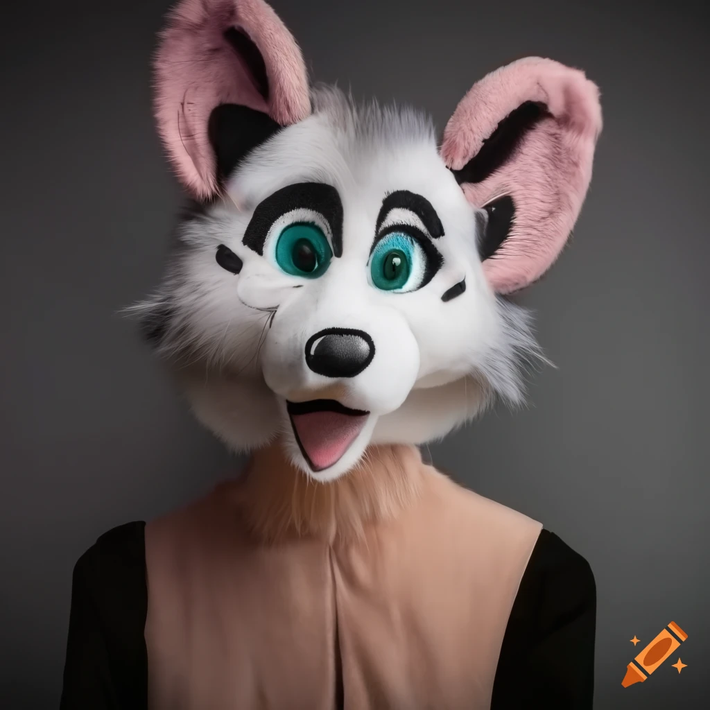 Close up of female teacher in full body opossum mascot fursuit in ...