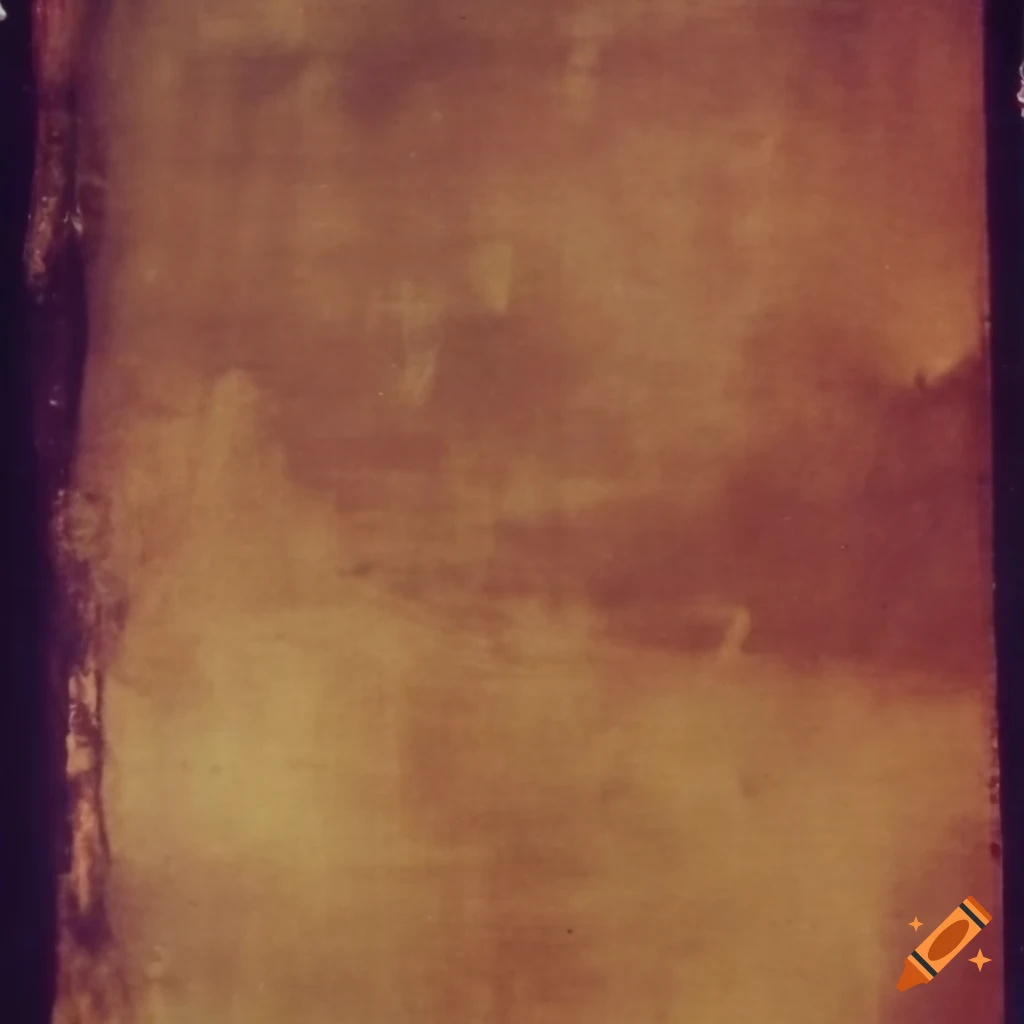 Vintage 1970s polaroid of stained old paper with impressionist art ...