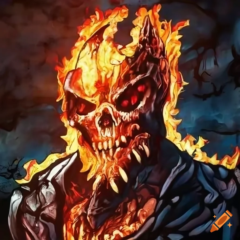 Stained glass art of ghost rider/savitar on Craiyon