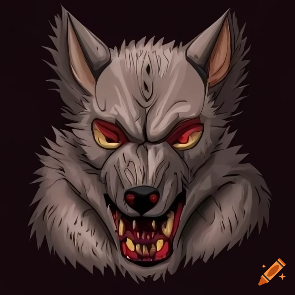 Cartoon style scary wolf on Craiyon