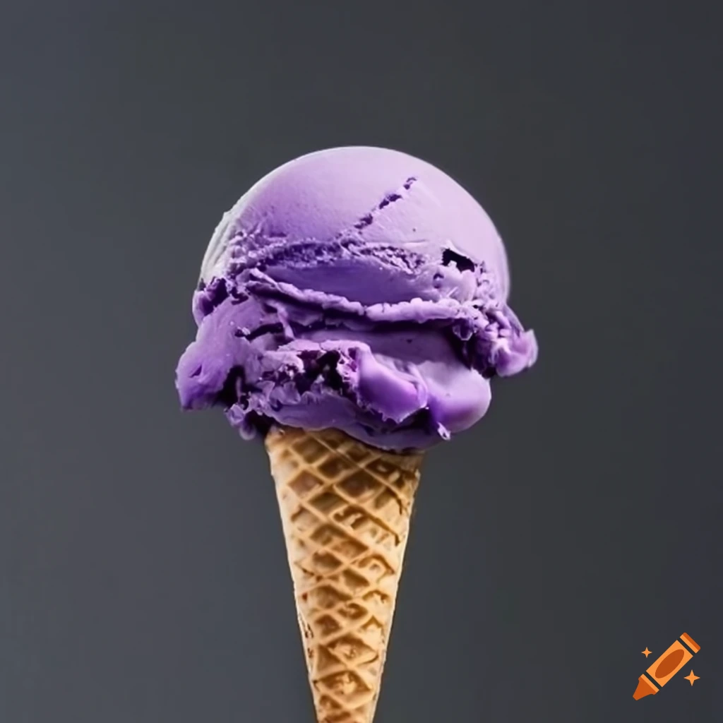 Single violet ice cream cone on Craiyon