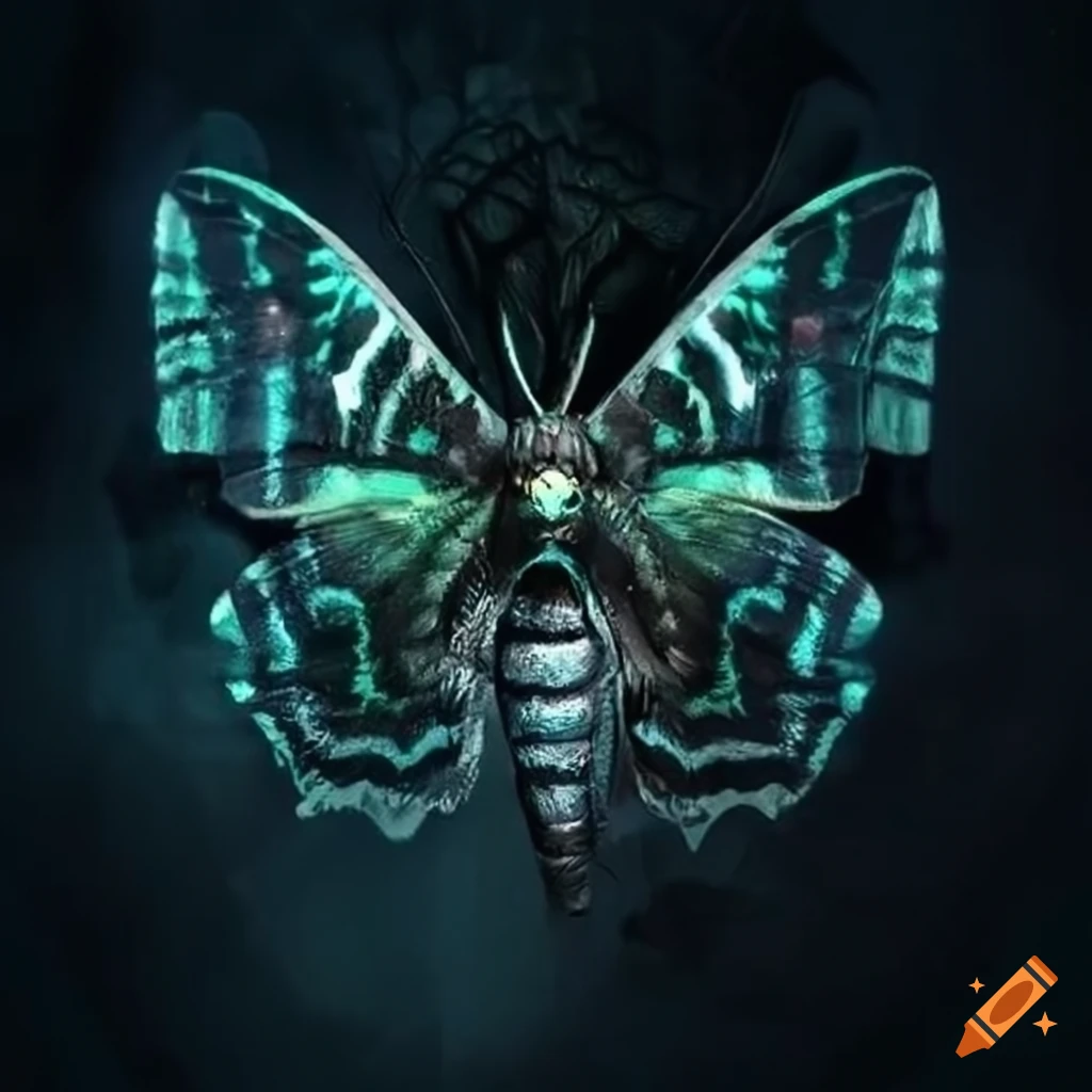 Cybernetic deathshead moth on Craiyon