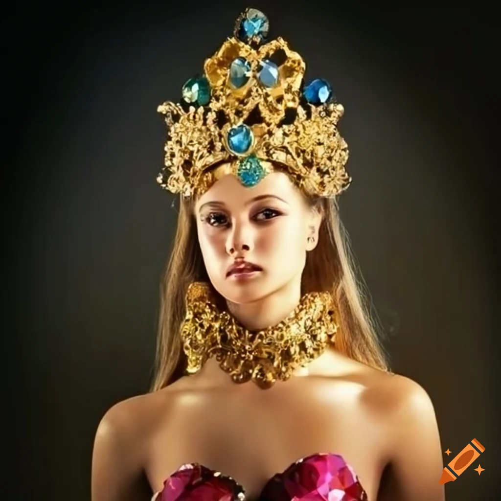 Exquisite bejeweled golden crown on Craiyon