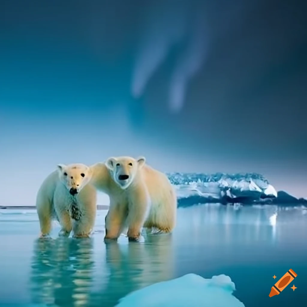 Polar bears in a dangerous situation on Craiyon