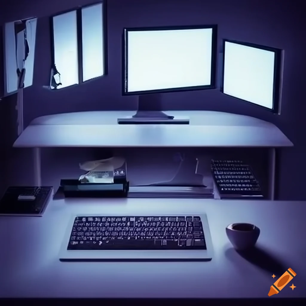 Modern computer on a desk on Craiyon