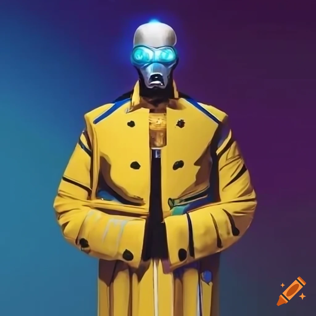 Jesus christ depicted as a digital robot in a yellow lacoste jacket ...