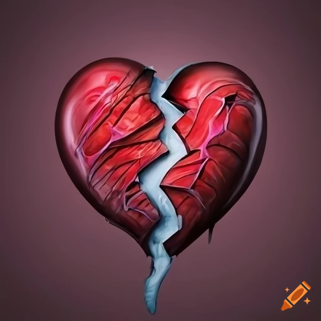 Emotional artwork depicting a broken heart in ultra high definition 4k ...