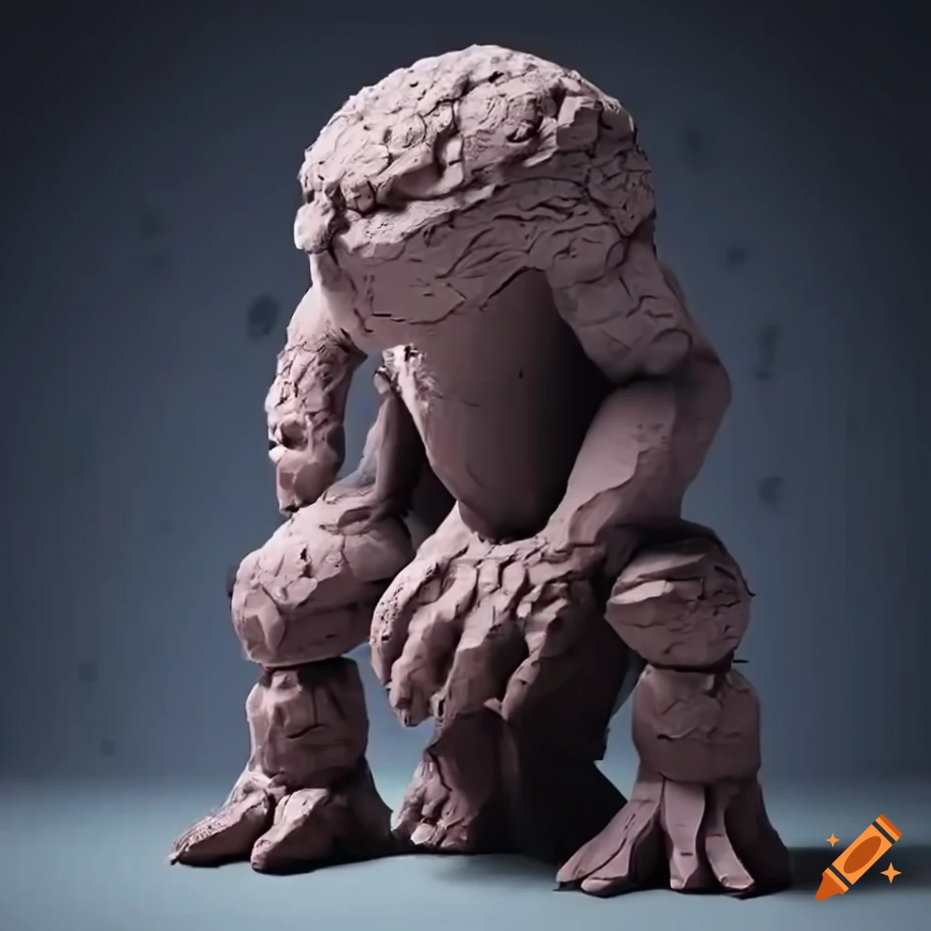 Small golem made of illite clay on Craiyon