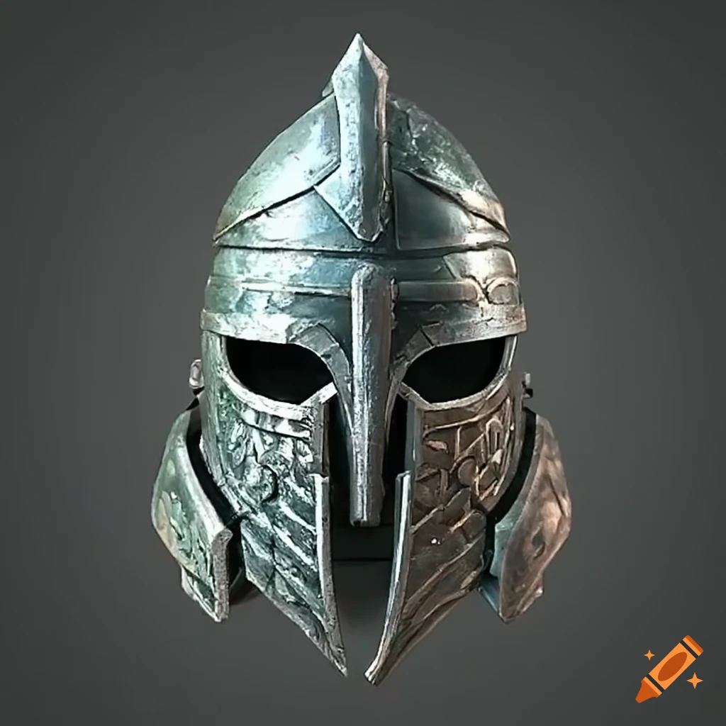 Front view of an elite dwarven fantasy cursed helmet on Craiyon
