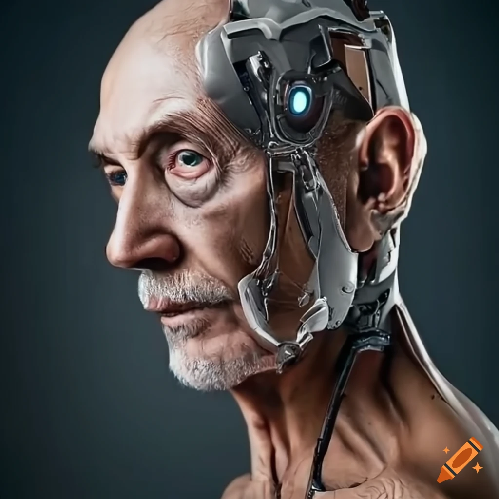 Hyperrealistic image of a male cyborg in a life support suit on Craiyon