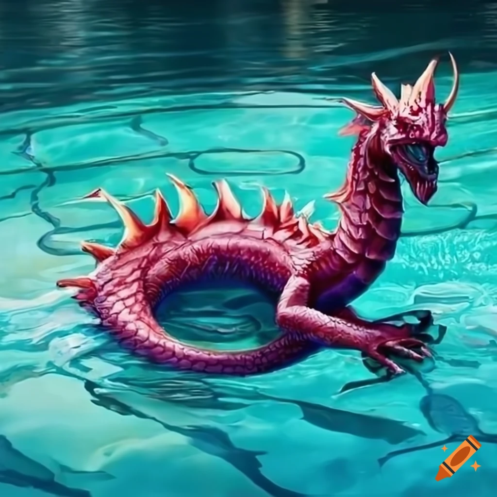 Dragon in a swimming pool on Craiyon