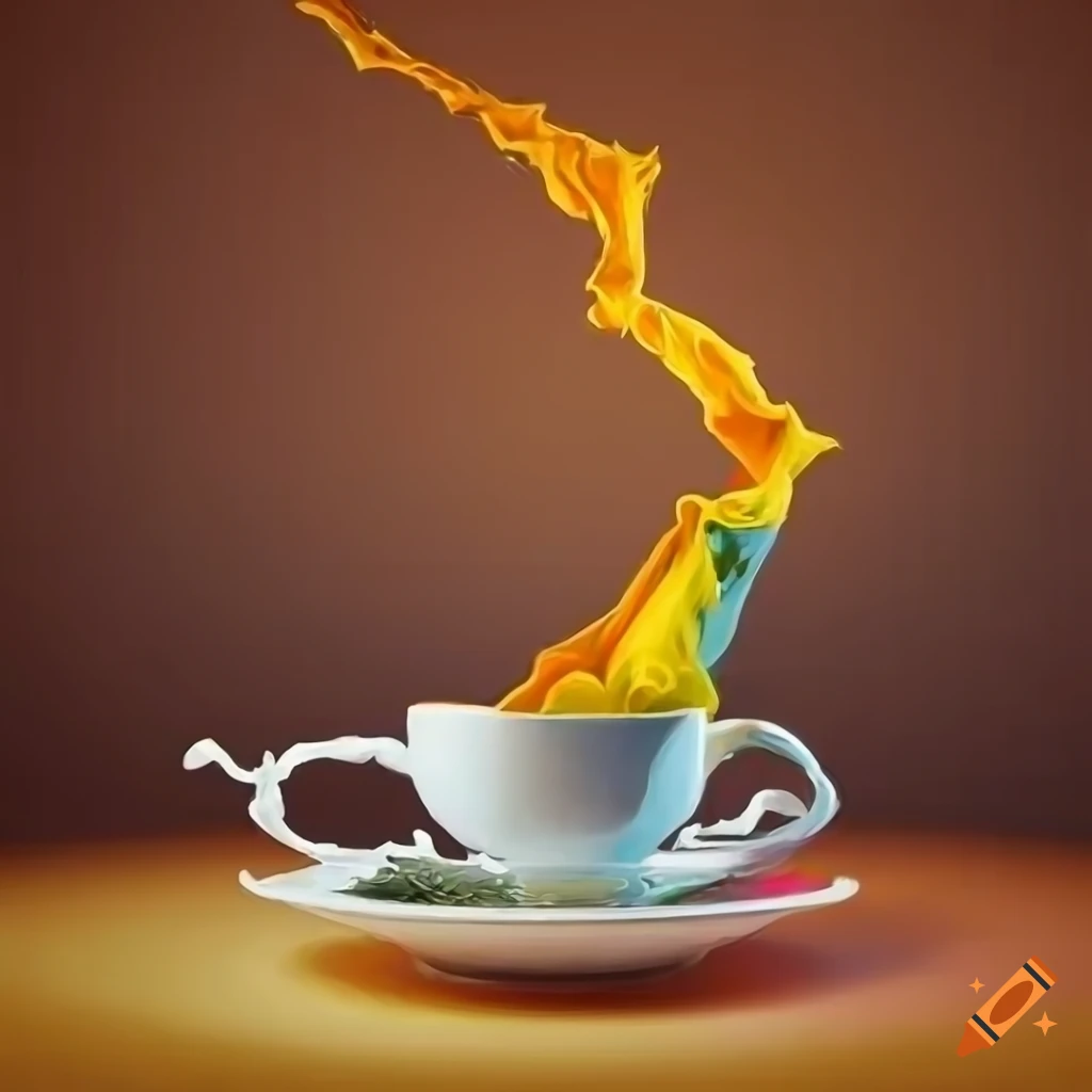 Hyperrealistic splash art concept showing a storm in a tea cup on Craiyon