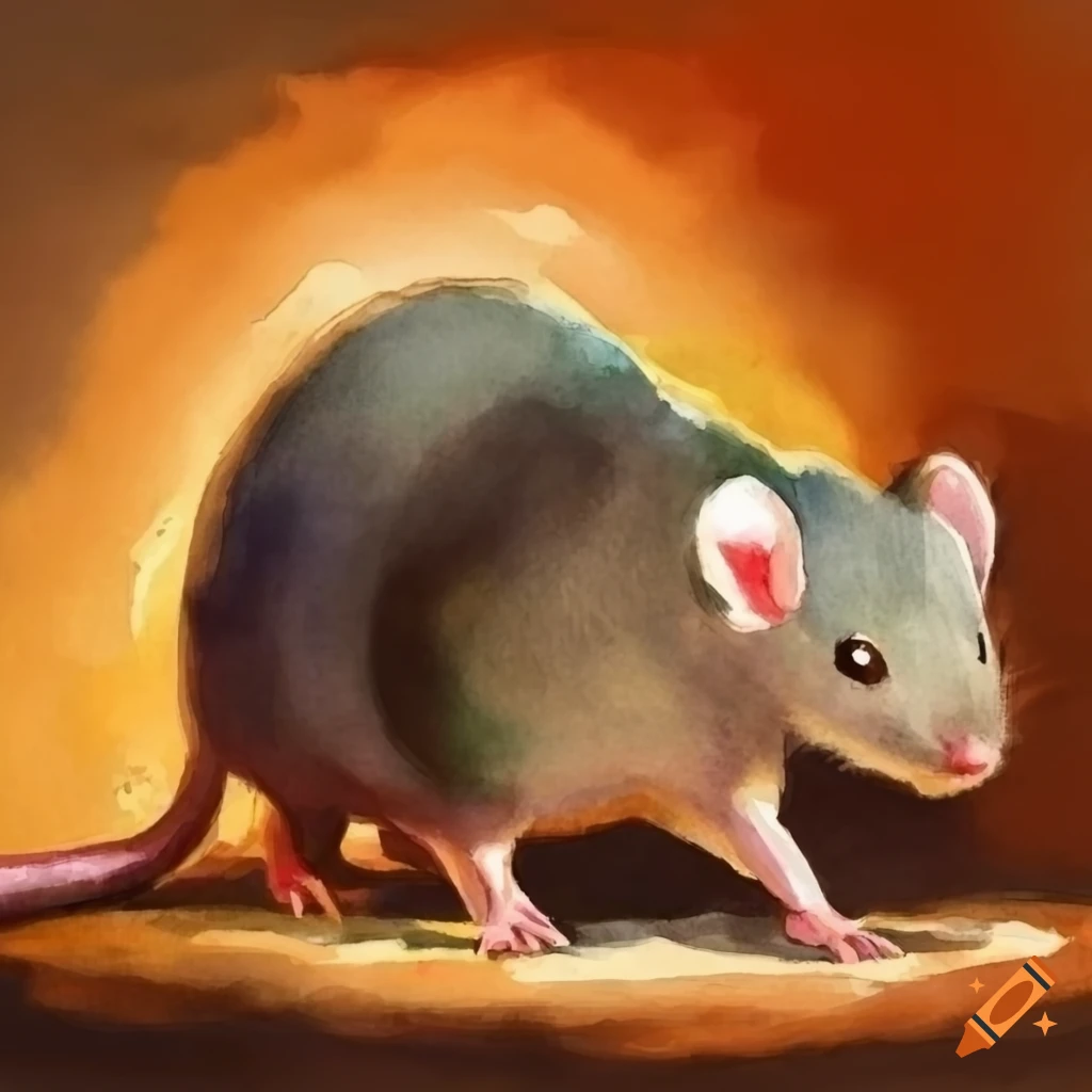 Whimsical watercolor-style mouse illustration on Craiyon