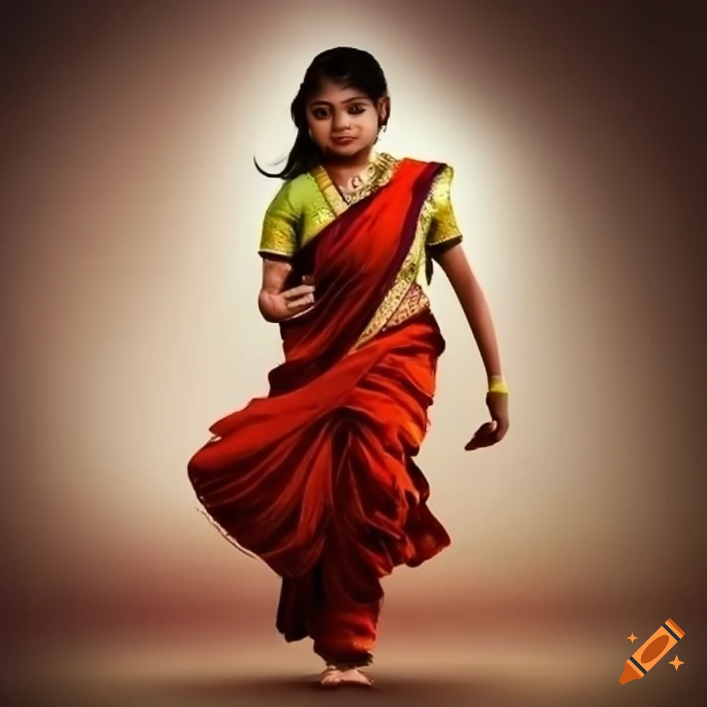 Girl in saree running on Craiyon