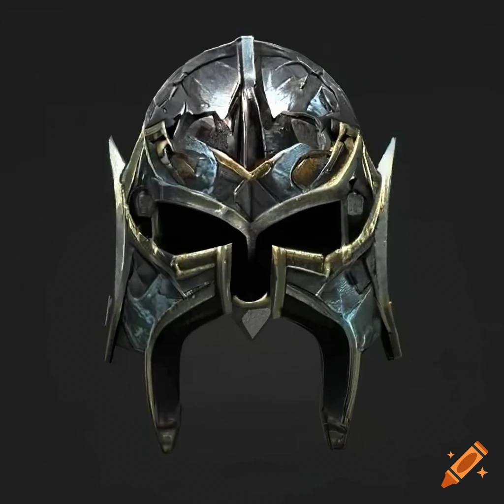 Elite champion cursed helmet, front view on Craiyon