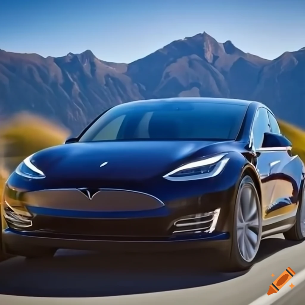 Tesla car with snowy peak mountain in new zealand on Craiyon